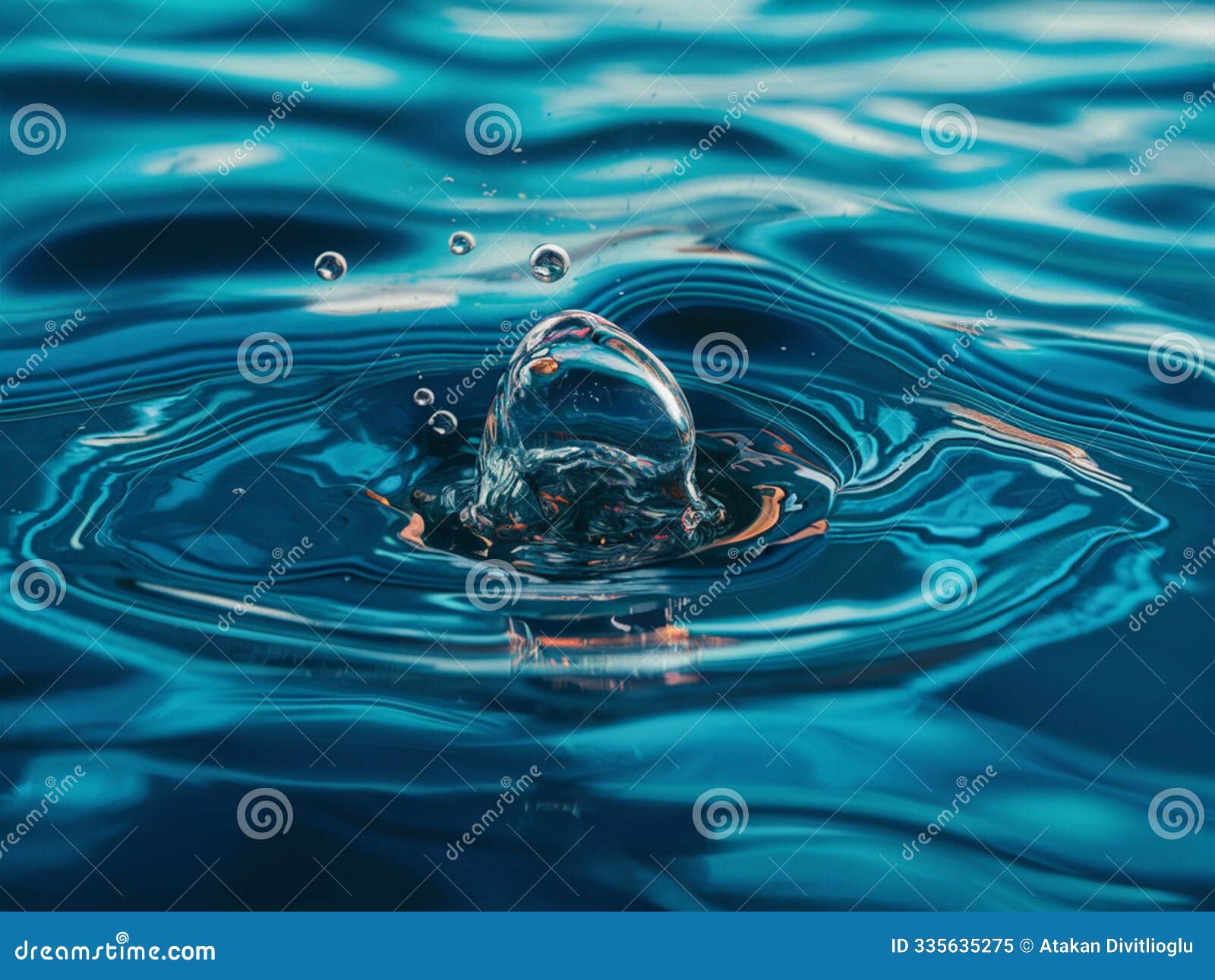 Serene Ocean Surface with Rippling Water and Rising Bubbles Stock Image ...