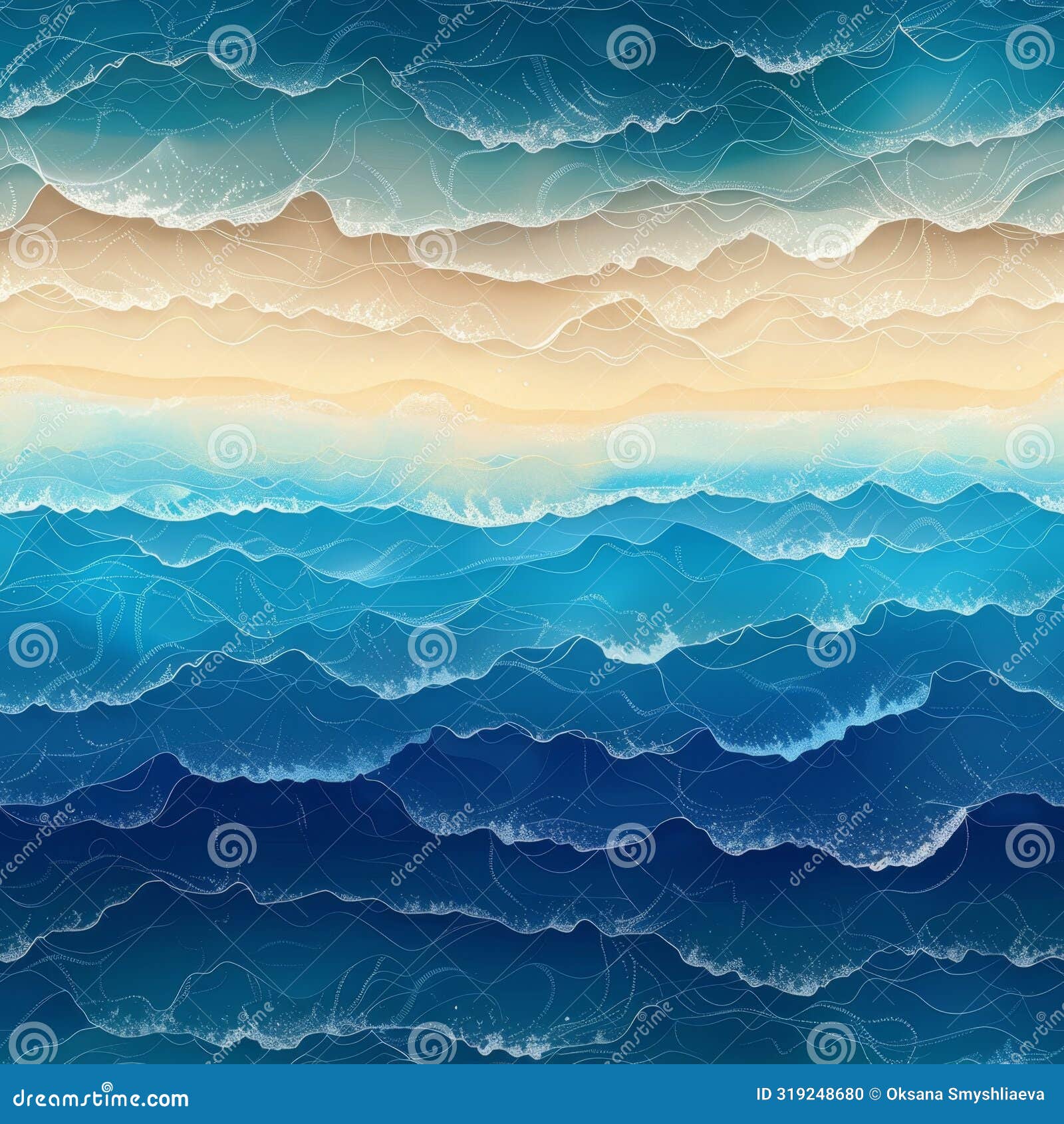 Serene Ocean Waves Gradient Background Illustration Stock Photo - Image ...