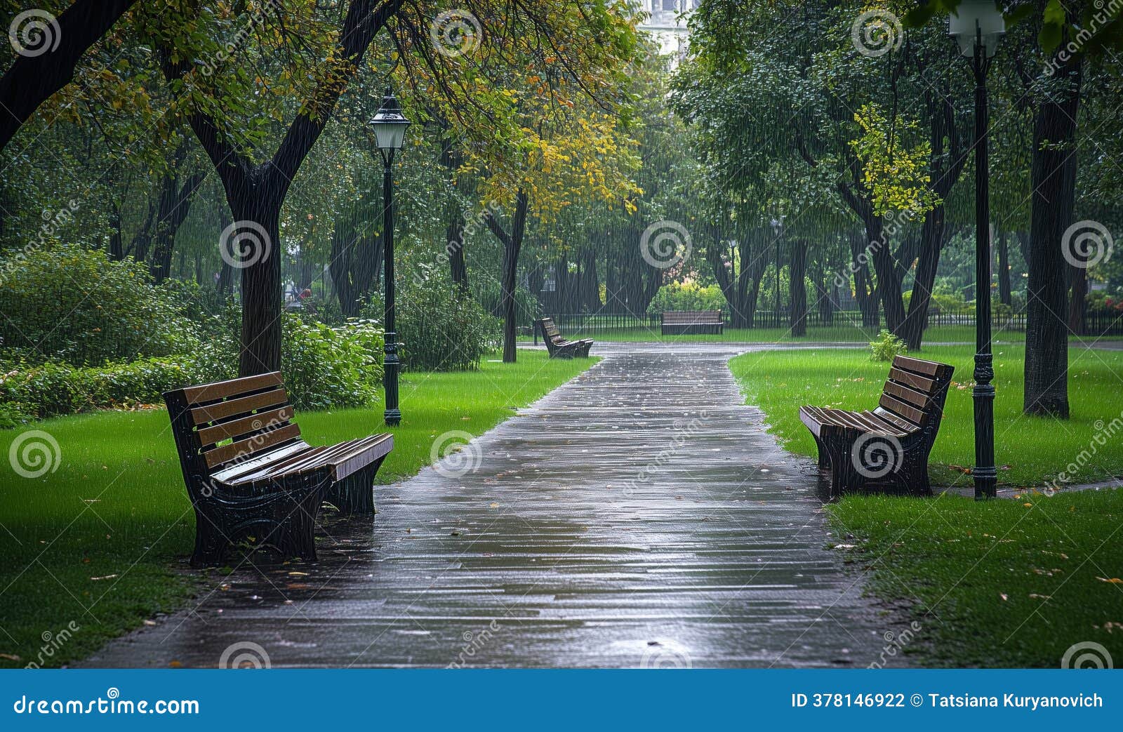 Wet Pathway After Rain On Background Of Buildings Royalty-Free Stock ...