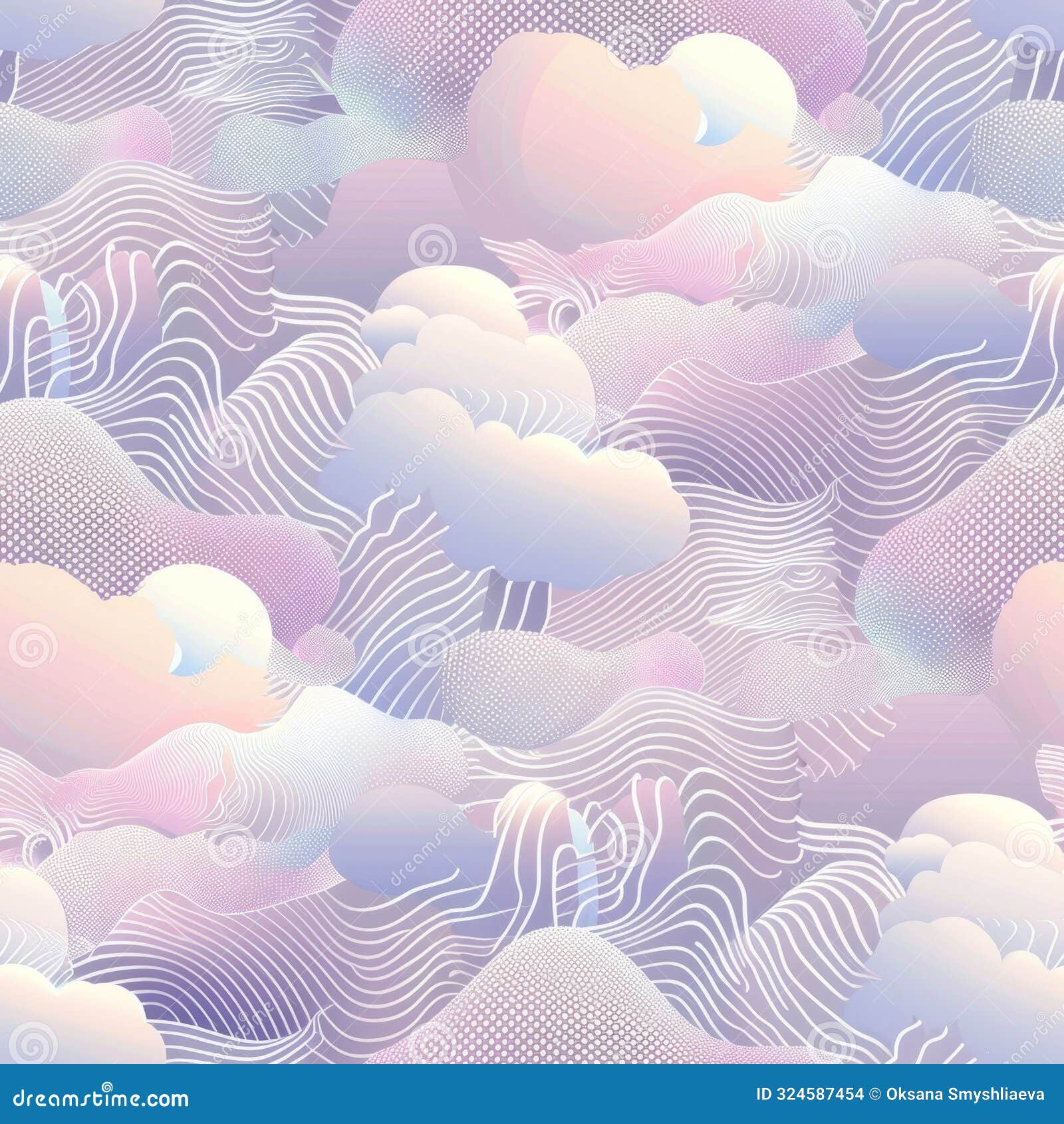Serene Pastel Cloudscape With Abstract Wave Patterns Stock Photo ...