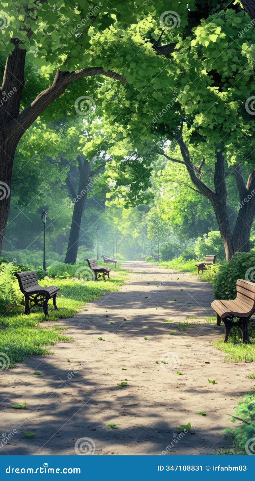 Serene Pathway through a Lush Green Forest Stock Image - Image of ...