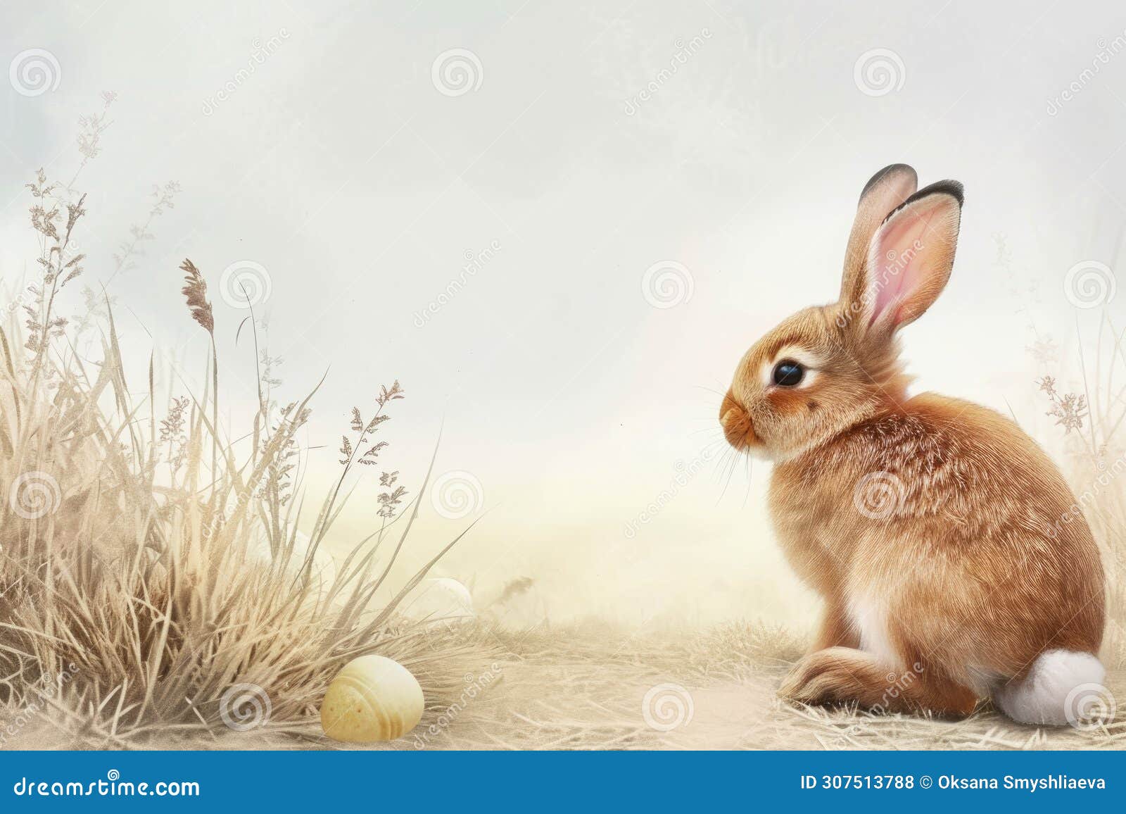 Serene Rabbit in a Pastel Meadow - Watercolor Illustration Stock Photo ...