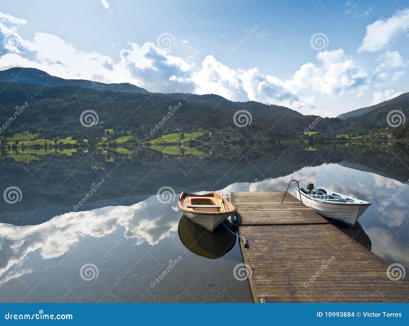 Serene Scenery in Th Norweigan Fjords Stock Photo - Image of boat ...