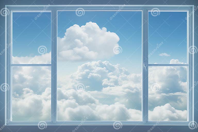 Serene Sky View through Window Stock Illustration - Illustration of ...