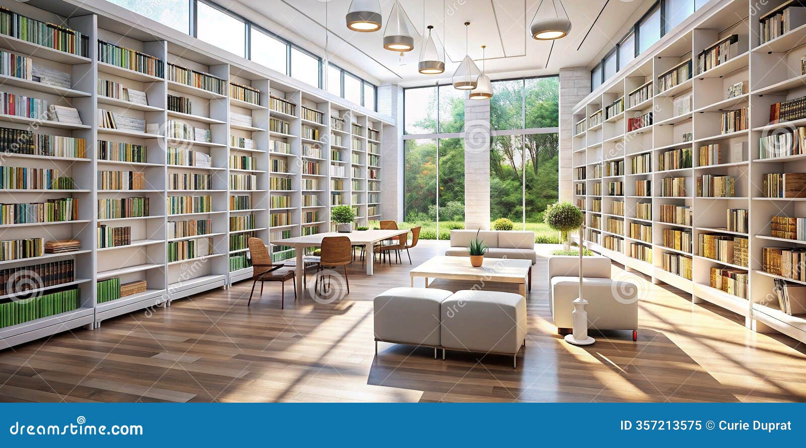 A Serene and Spacious White Minimalist Library Modern Architectural ...