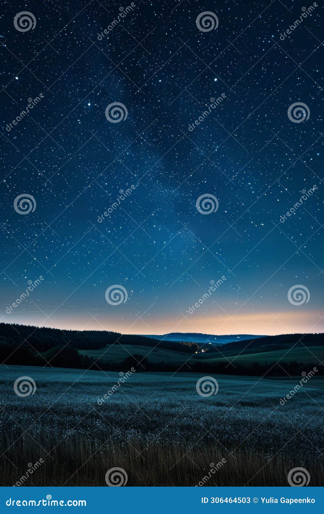 A Serene Starry Night Sky Over a Tranquil Countryside, Free from Light ...