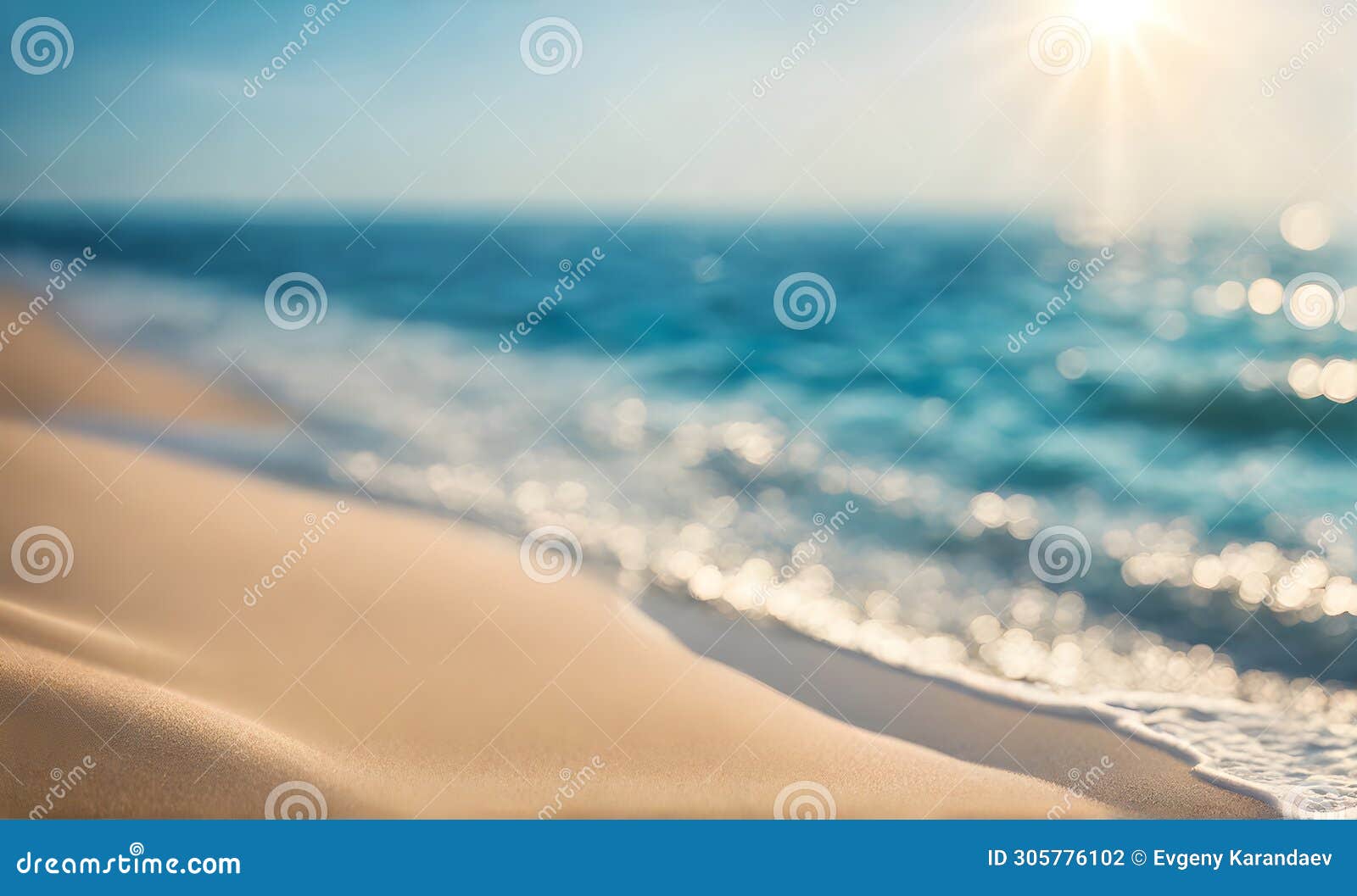Serene Summer Beach Scene with Sand and Sea Stock Illustration ...
