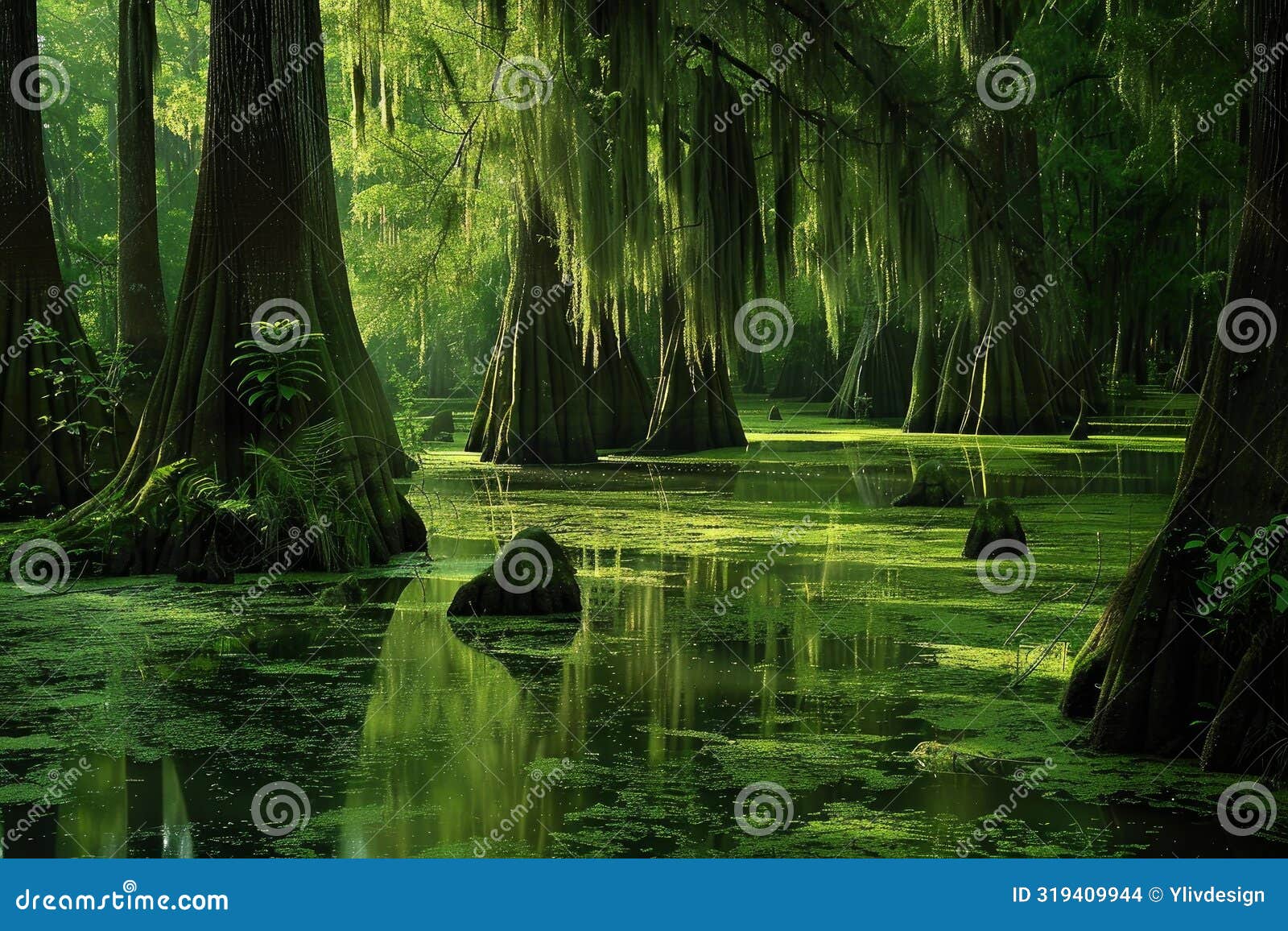 Enchanted Forest Swamp at Twilight Stock Photo - Image of twilight ...