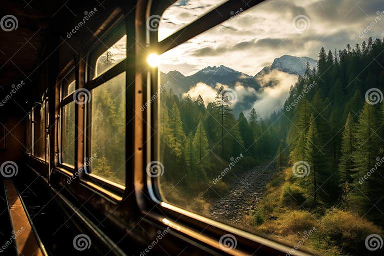 Serene Train Window Great View. Generate Ai Stock Photo - Image of ...
