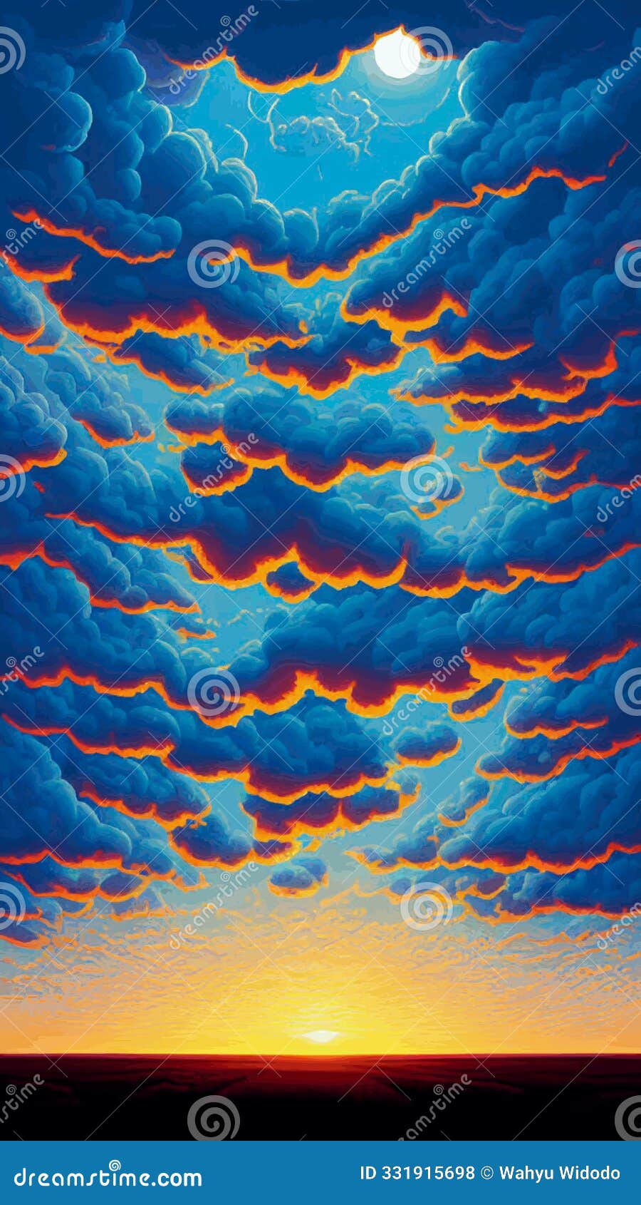 A Blue Sky with Clouds Cartoon Drawing Artwork Vector Ai Generated ...