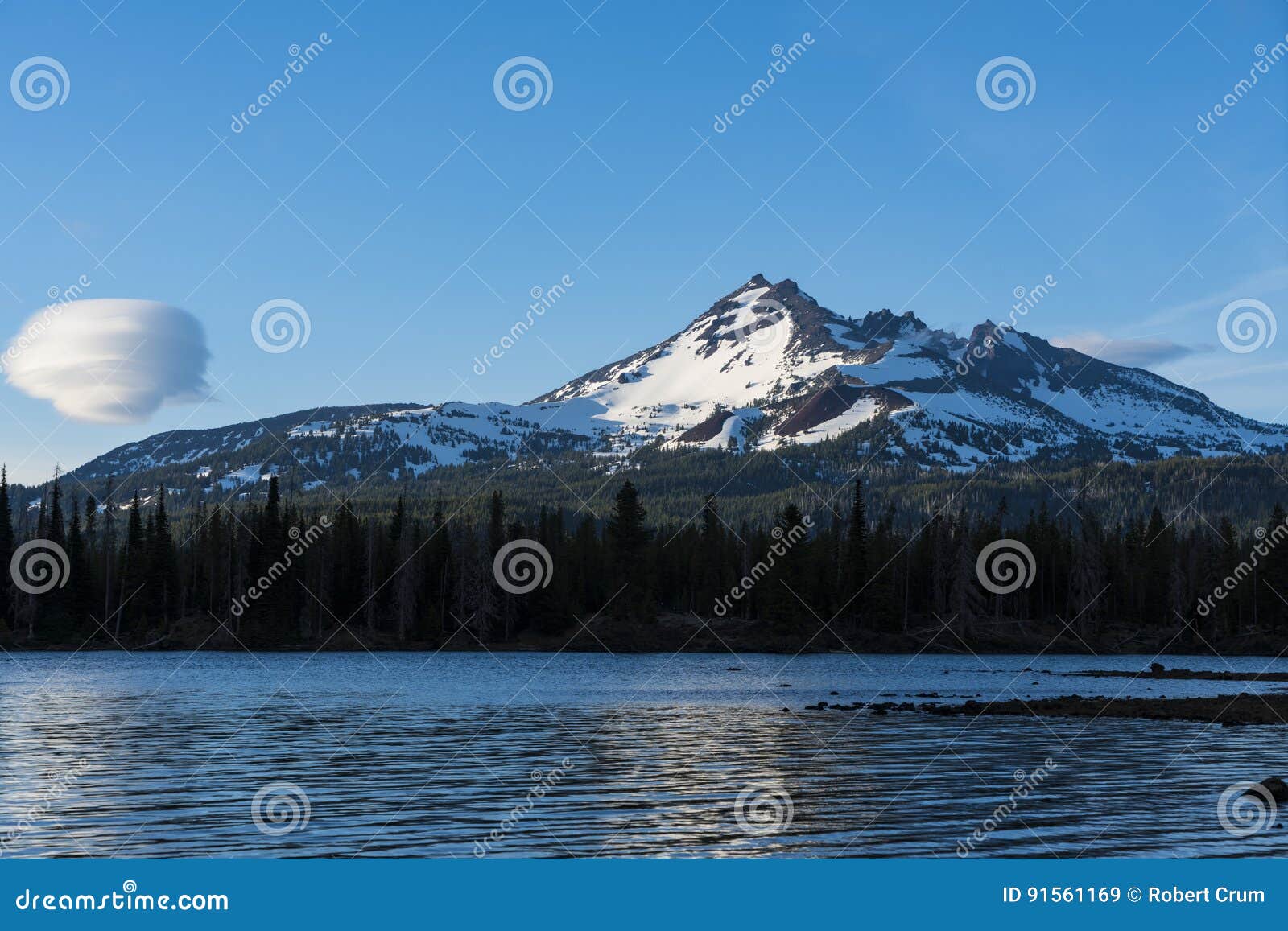 Serene View of Mountain Reflected in Lake Stock Image - Image of scenic ...