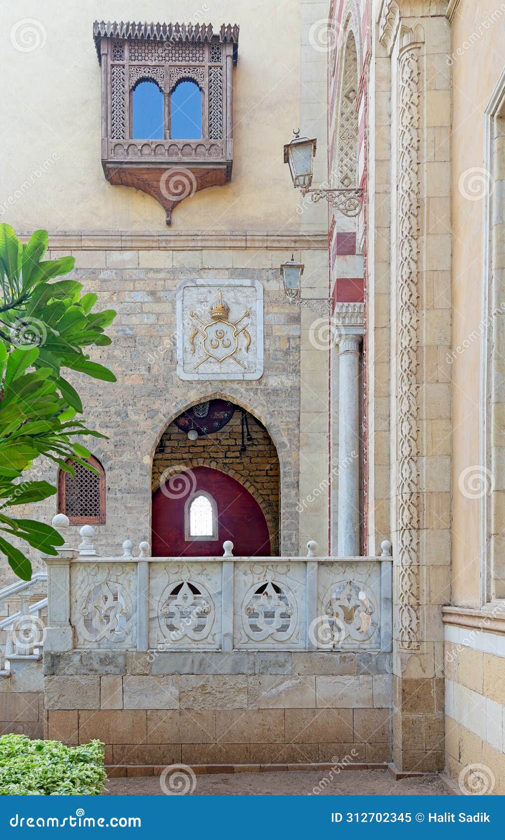 Serene View of a Rustic Style Building Featuring an Arched Balcony, and ...