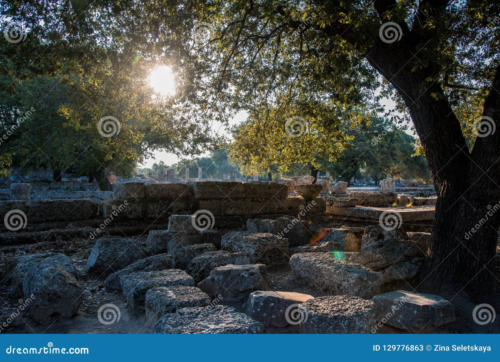 Serene Views at Olympia Archelogical Site Stock Image - Image of ...