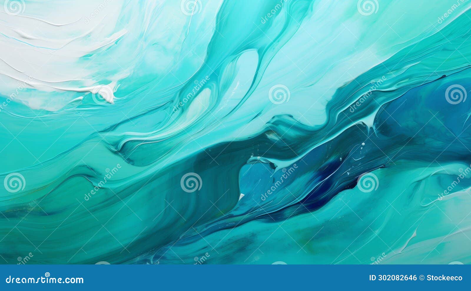 Serene Visuals: Abstract Painting of Turquoise Water with Flowing Lines ...
