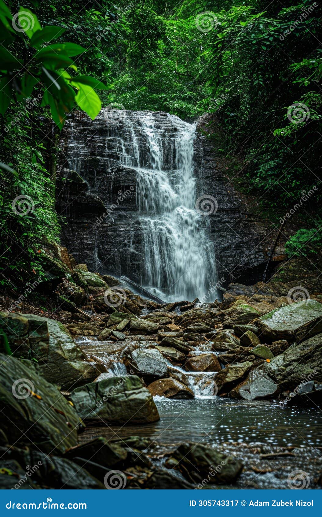 Serene Waterfall Painting: Realistic Creek And Waterfalls In Watercolor ...