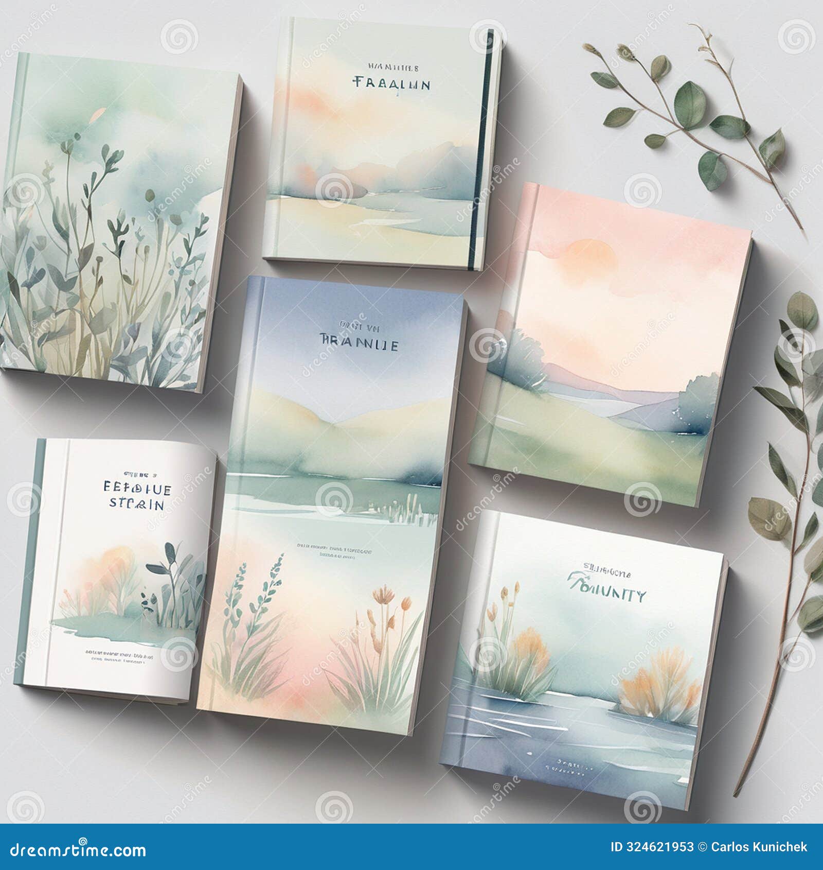 Serene and Whimsical Book Covers Wit Soft Pastel Colors and Delicate ...
