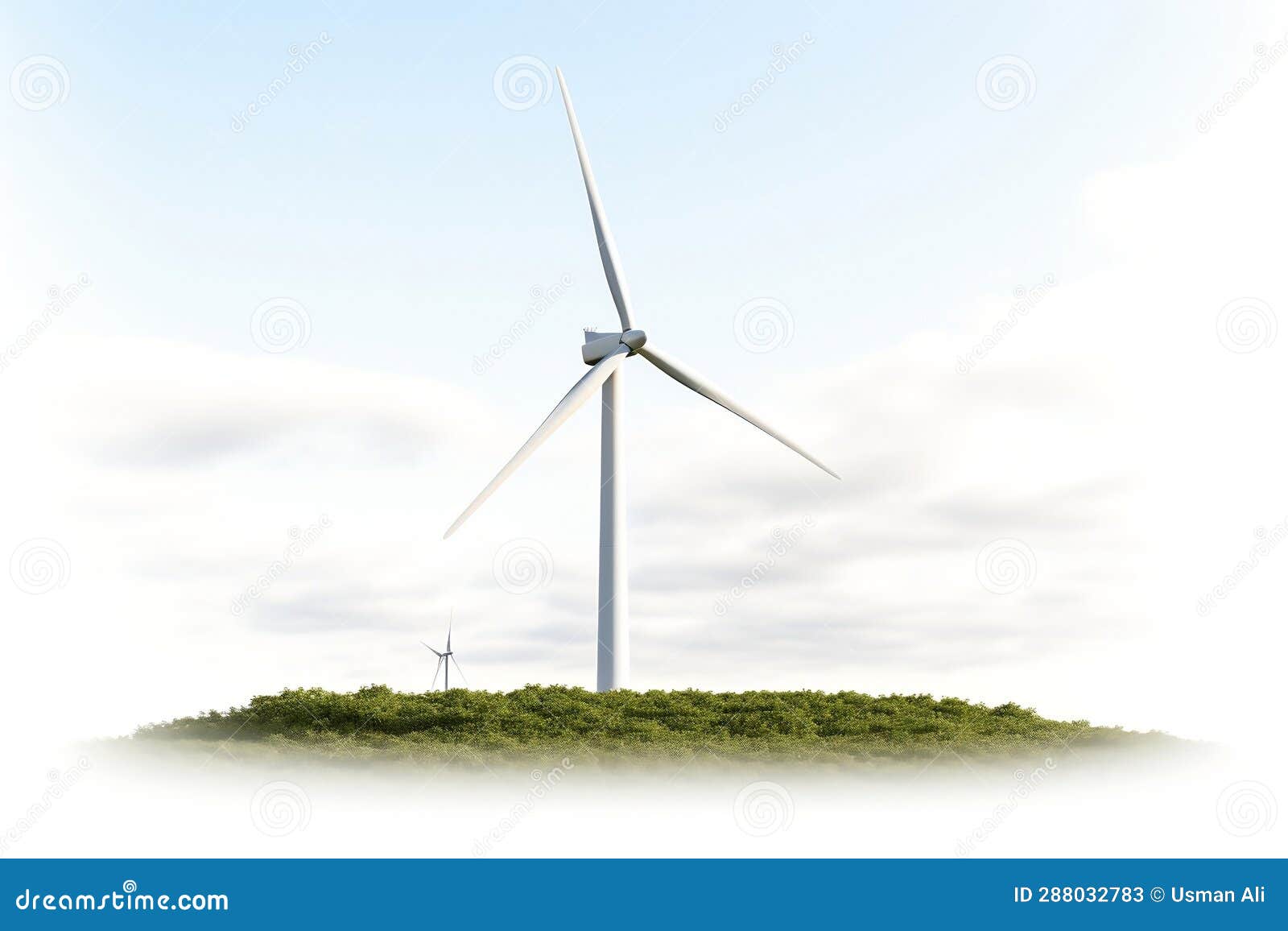 Serene Wind Turbine on a White Background. AI Stock Illustration ...