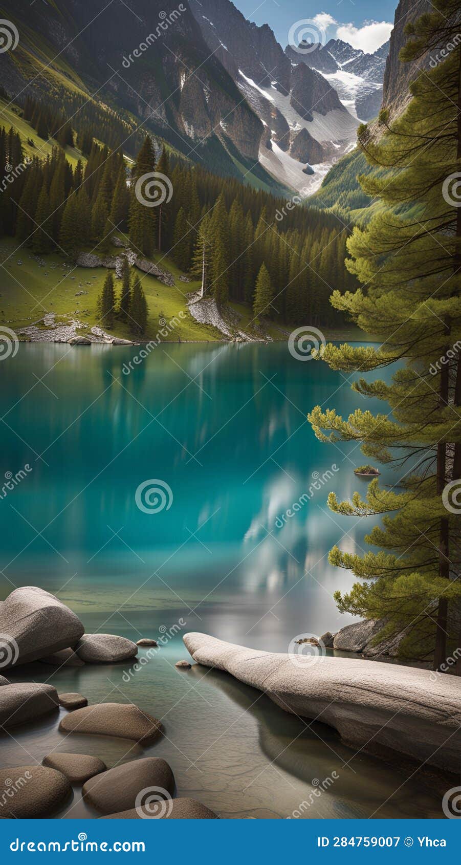 Serenity of a Pristine Alpine Lake Illustration Artificial Intelligence ...
