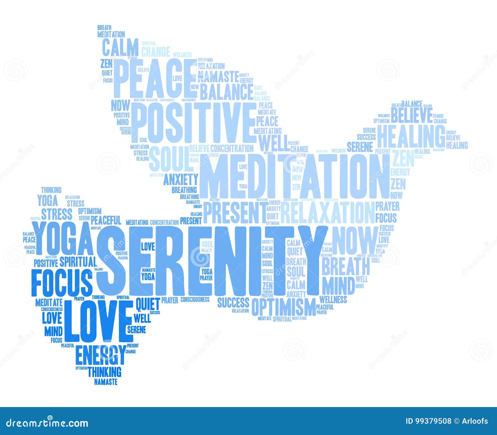 Serenity Word Cloud stock vector. Illustration of focus - 99379508