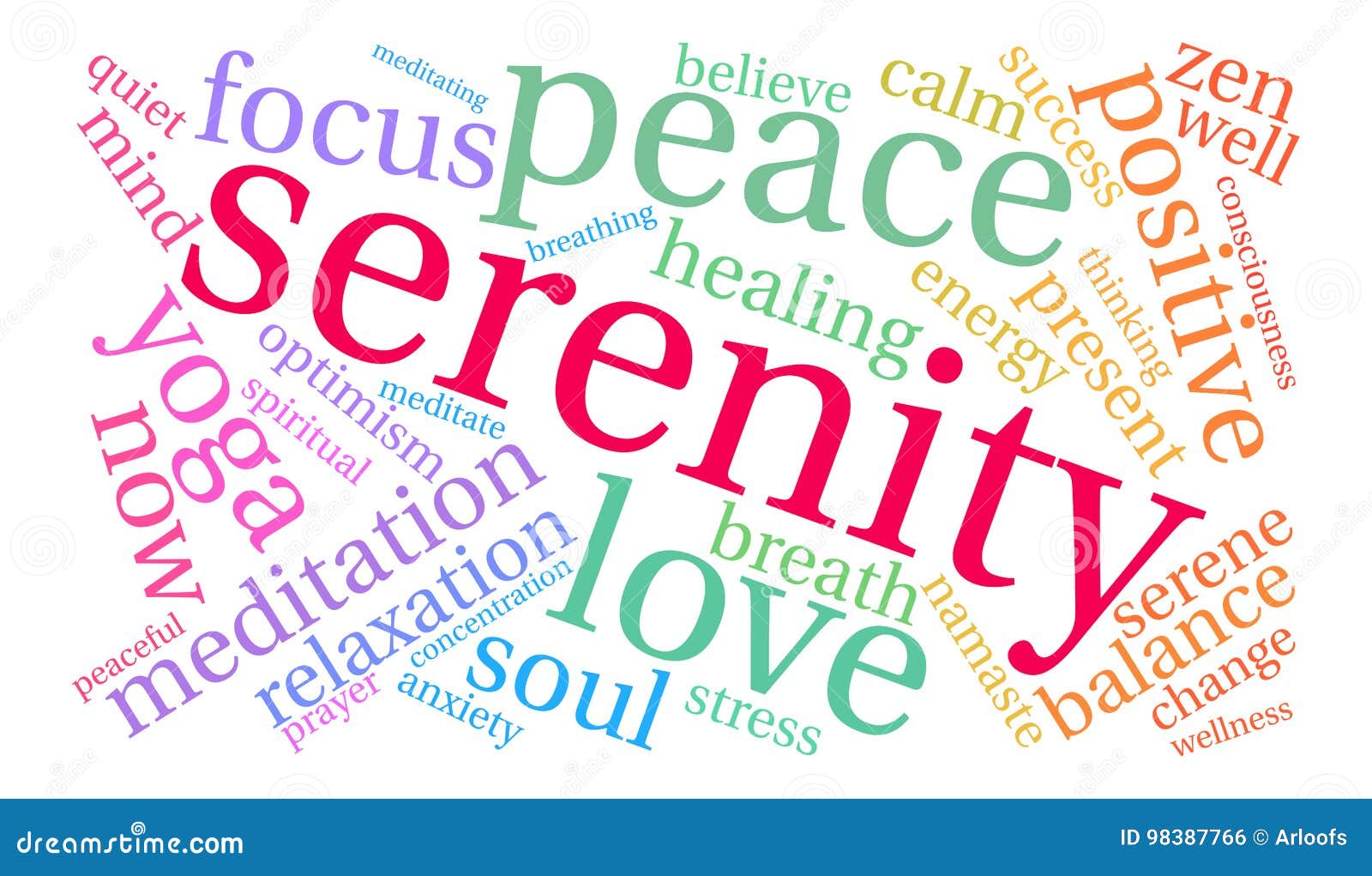 Serenity Word Cloud stock vector. Illustration of focus - 98387766