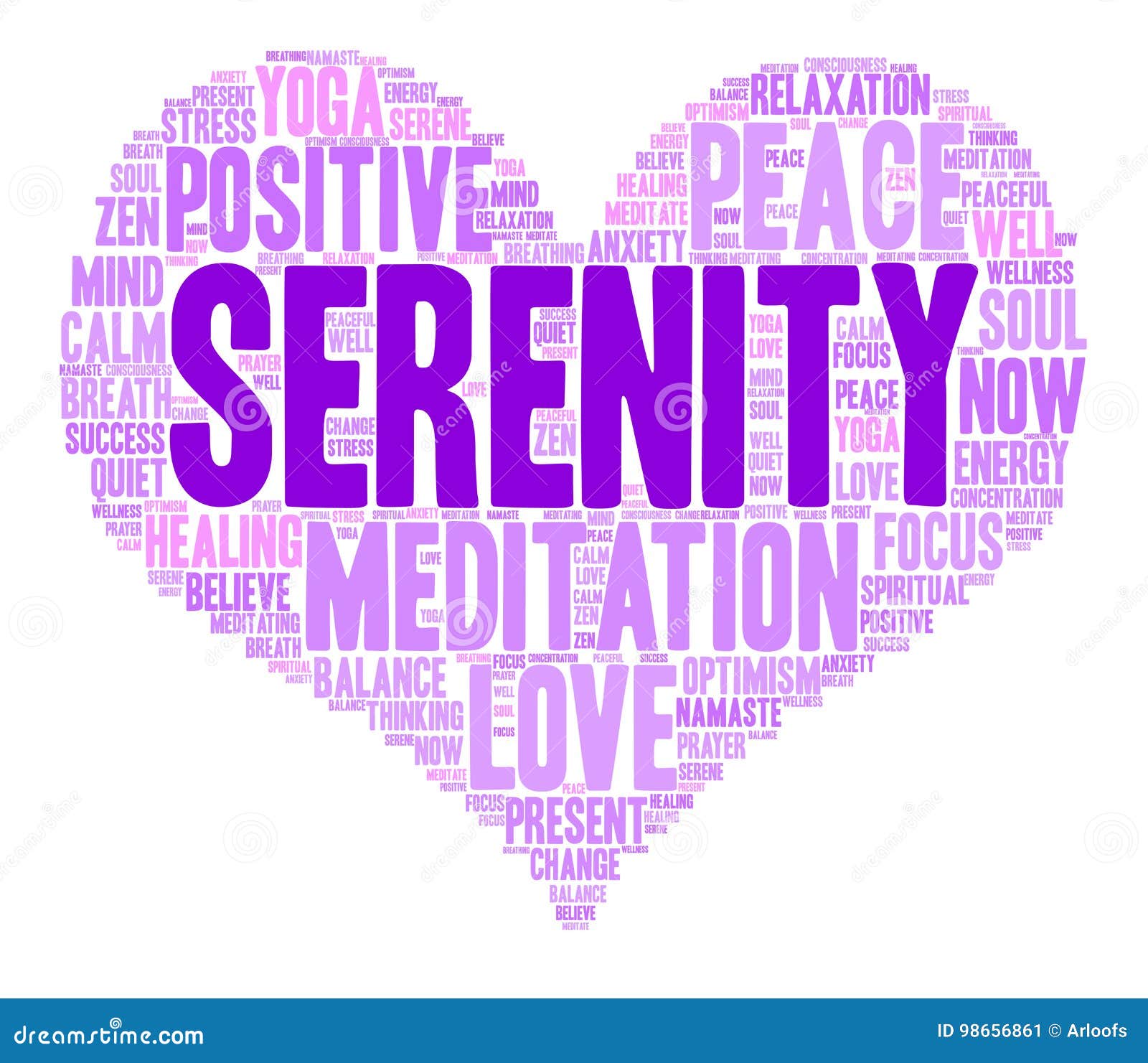 Serenity Word Cloud stock illustration. Illustration of peaceful - 98656861