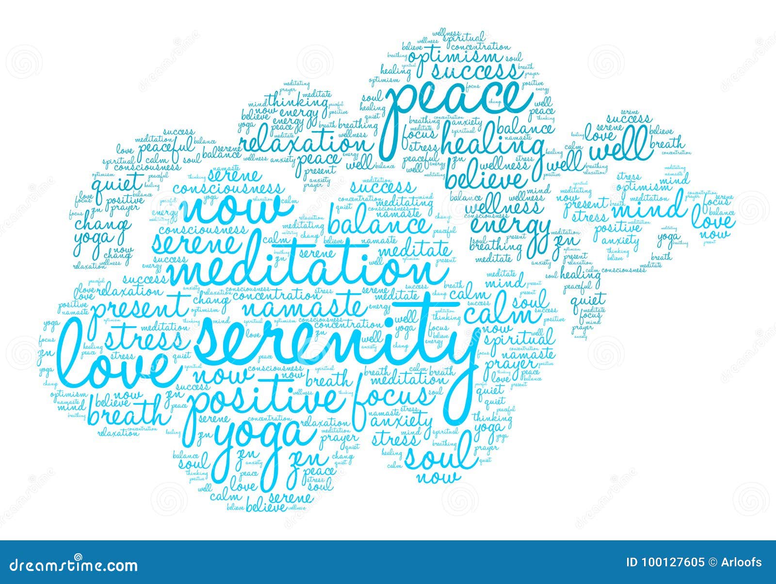 Serenity Word Cloud stock vector. Illustration of peace - 100127605