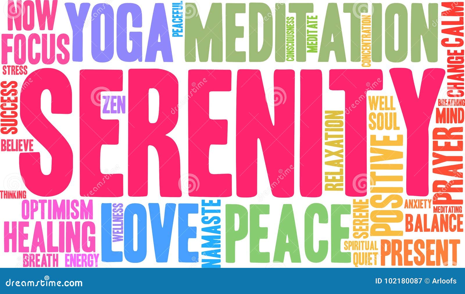 Serenity Word Cloud stock vector. Illustration of relaxation - 102180087