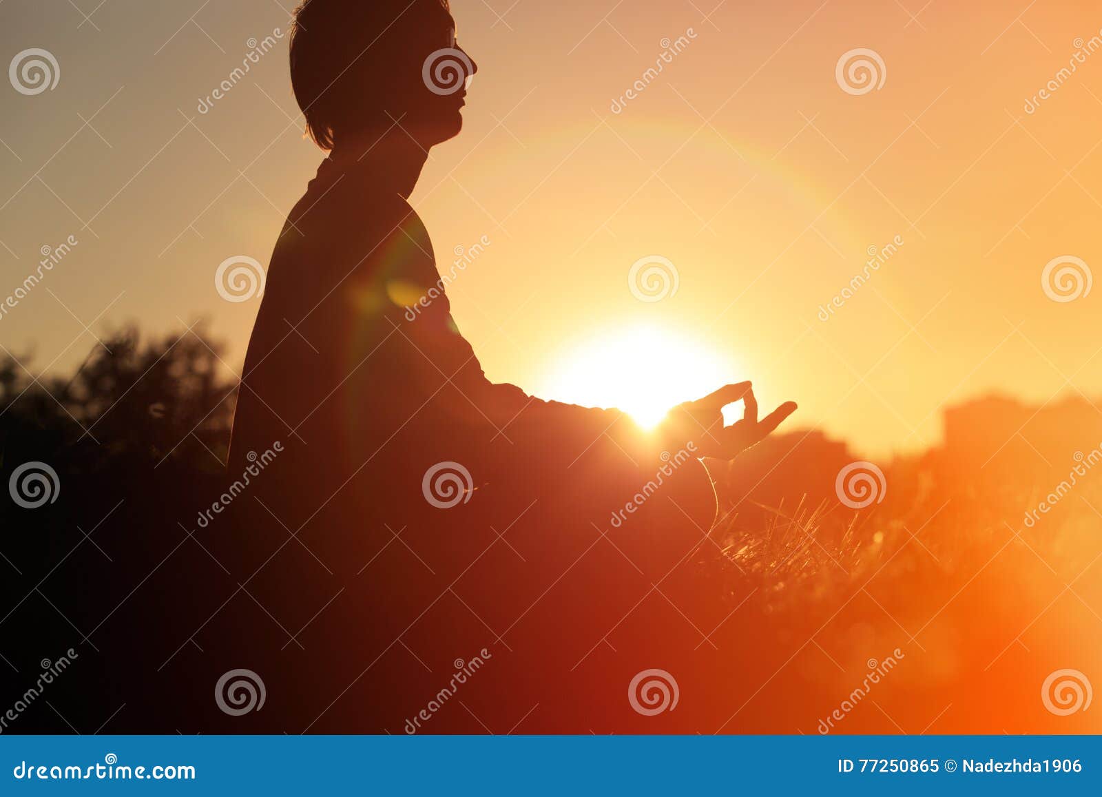 Serenity and Yoga Practicing at Sunset Stock Image - Image of fitness ...