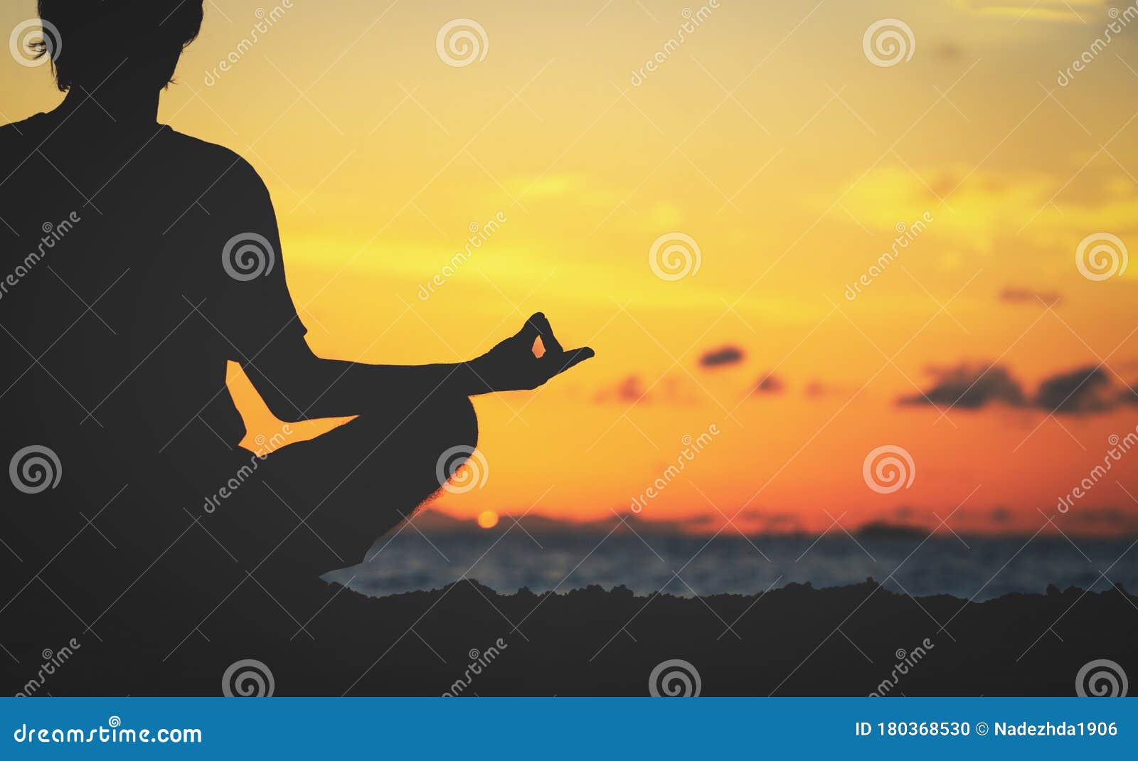 Serenity and Yoga Practicing at Sunset Stock Photo - Image of fitness ...
