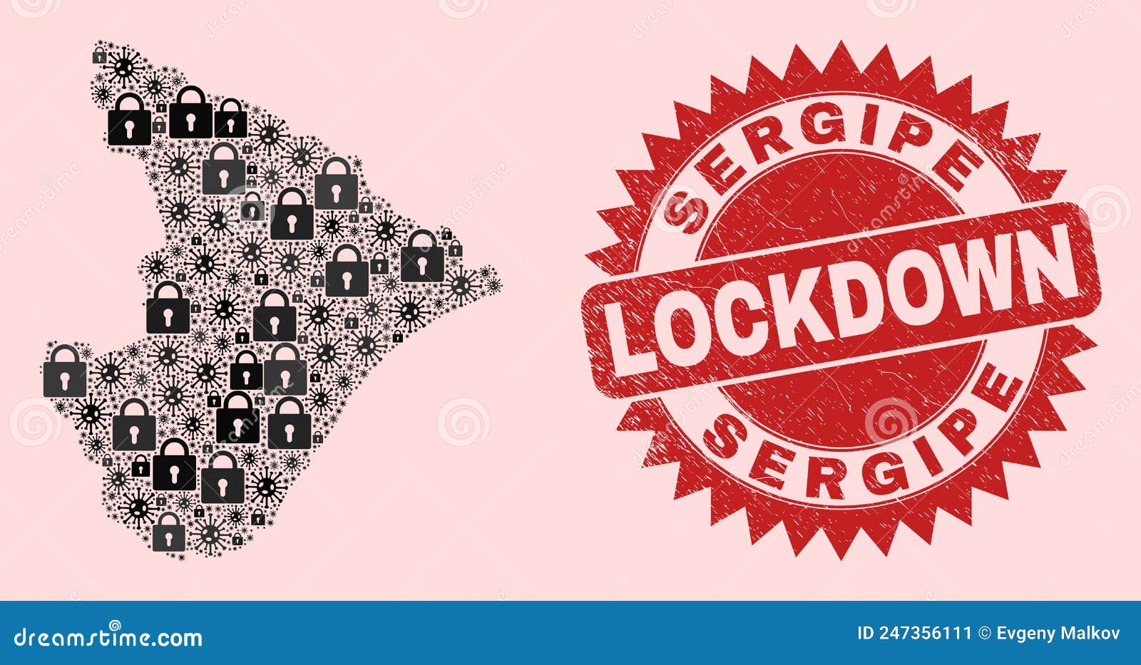 Sergipe State Map Mosaic of Locks and Viral Items and Scratched ...