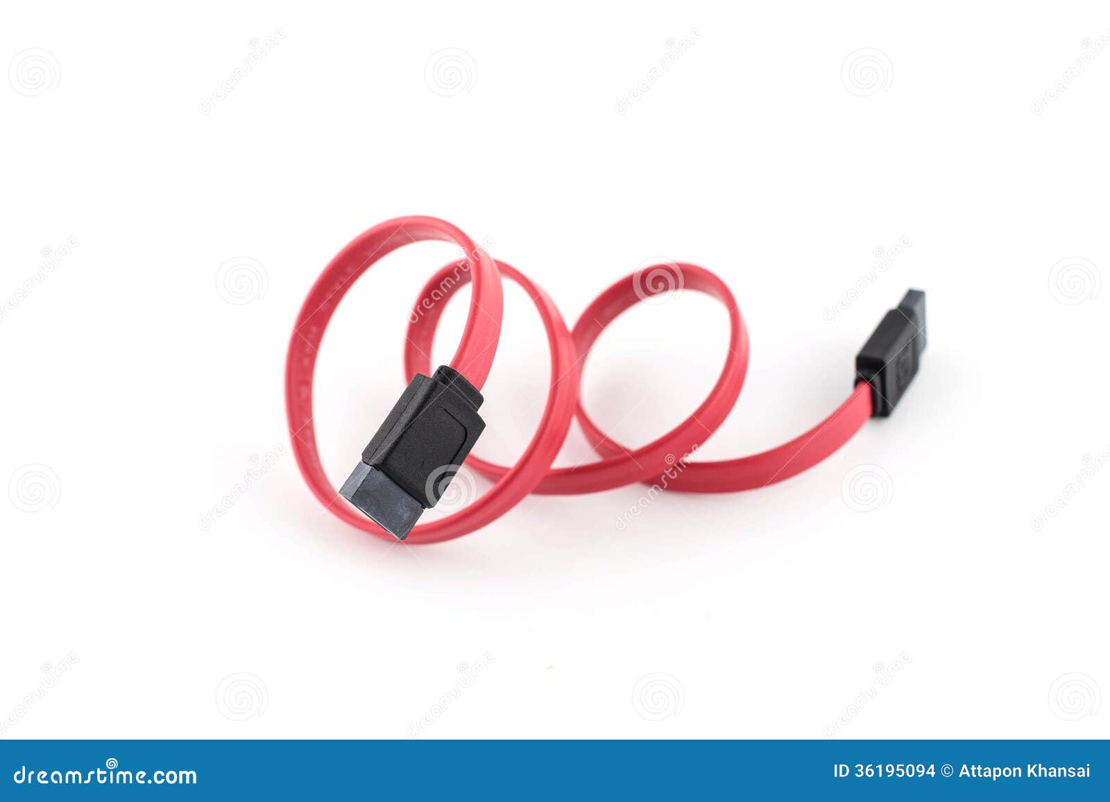 Serial ATA Cable on White Background Stock Photo - Image of close ...