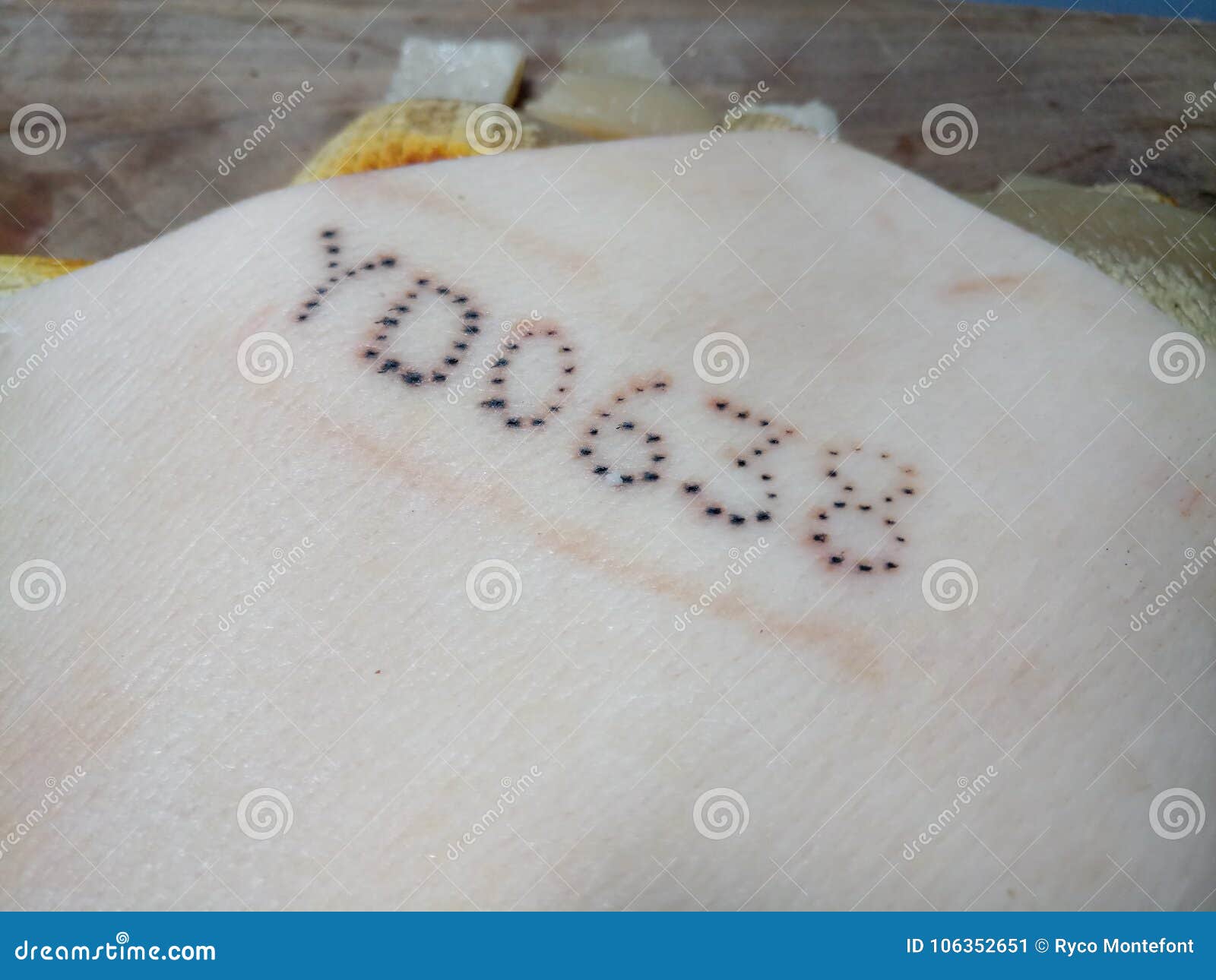 Serial Number on Raw Pig Skin Stock Image - Image of skin, serial ...