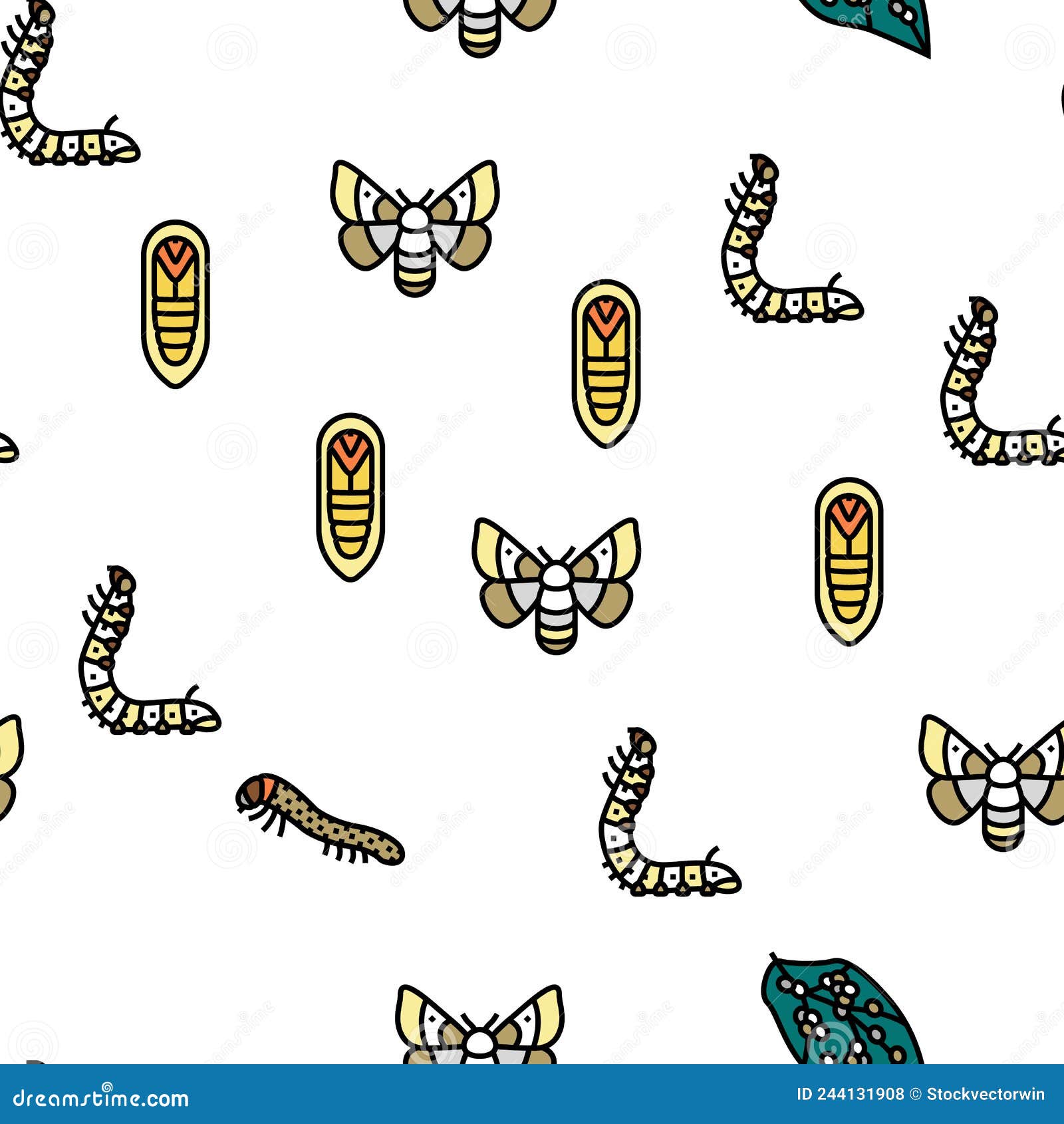 Sericulture Production Business Vector Seamless Pattern Stock Vector ...