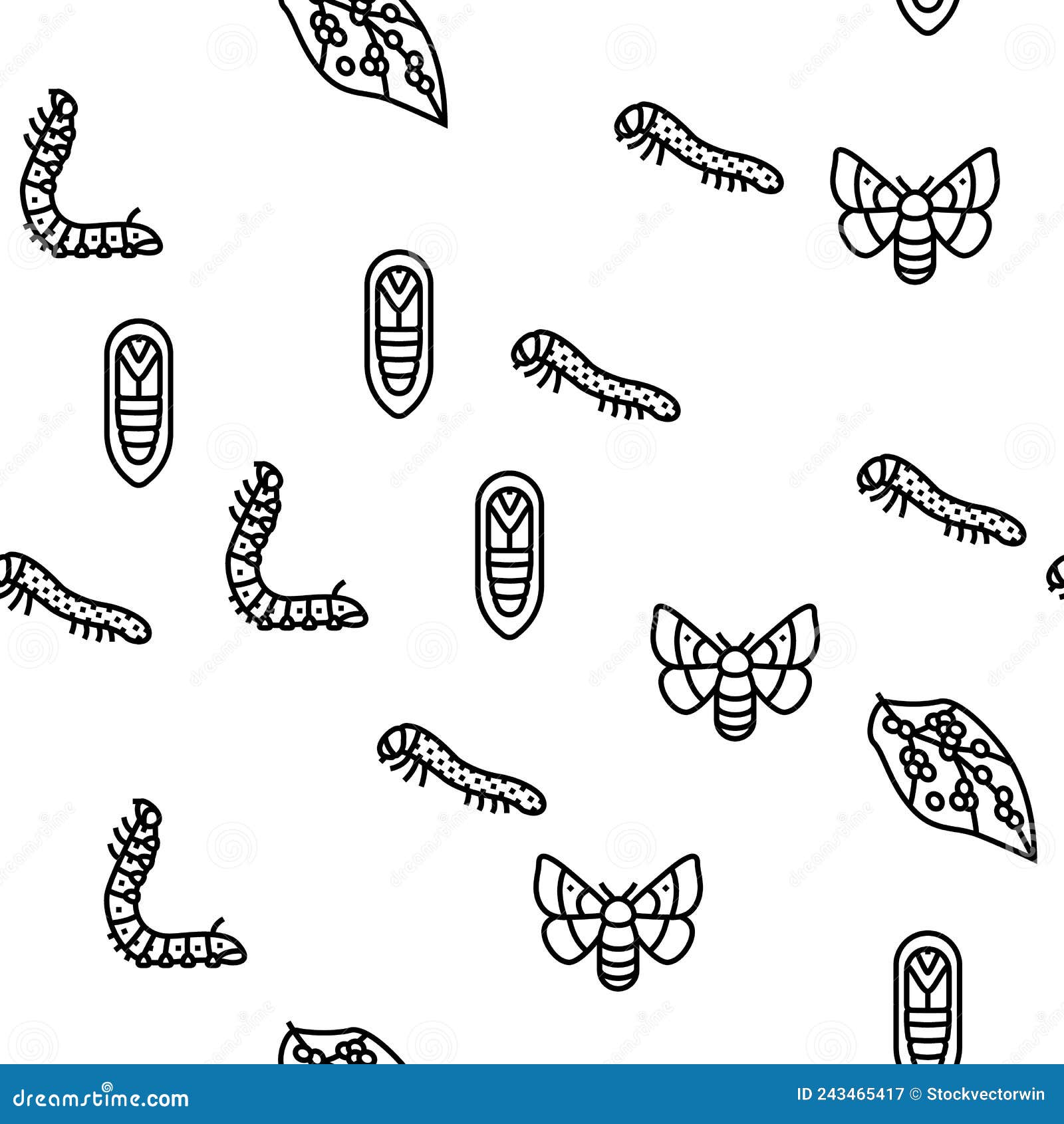 Sericulture Production Business Vector Seamless Pattern Stock Vector ...