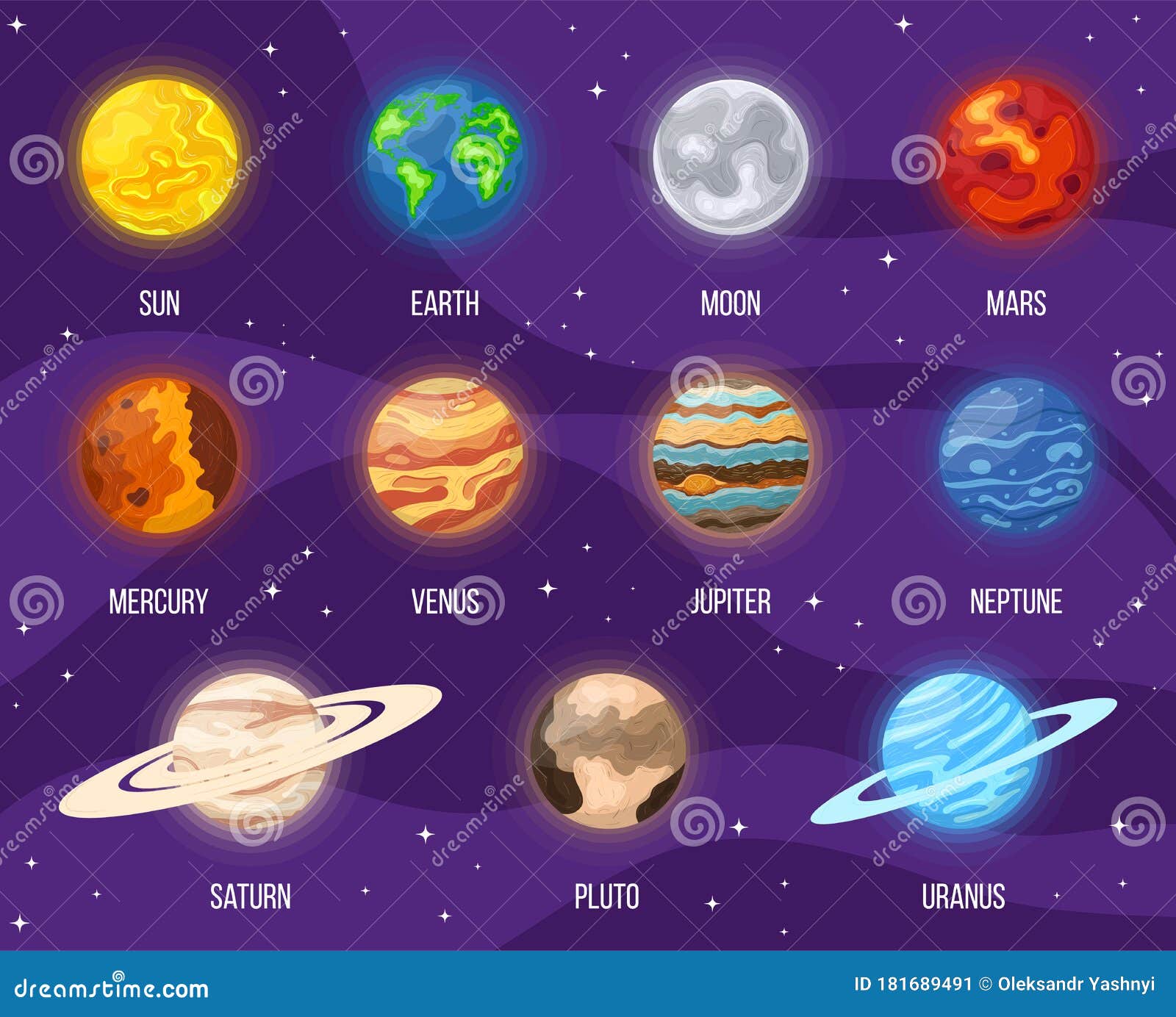 Serie Di Vignette Sui Pianeti Del Sistema Solare Nello Spazio. Universo ... Serie Di Vignette Sui Pianeti Del Sistema Solare Nello Spazio. Universo ...