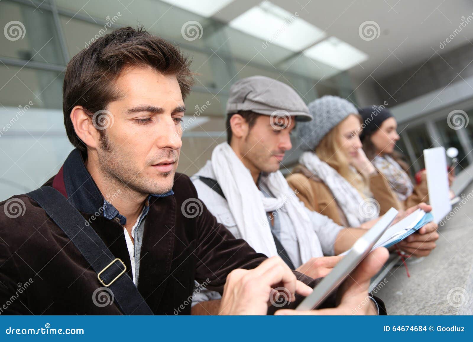 Serie of Students Using Electronical Devices Stock Photo - Image of ...