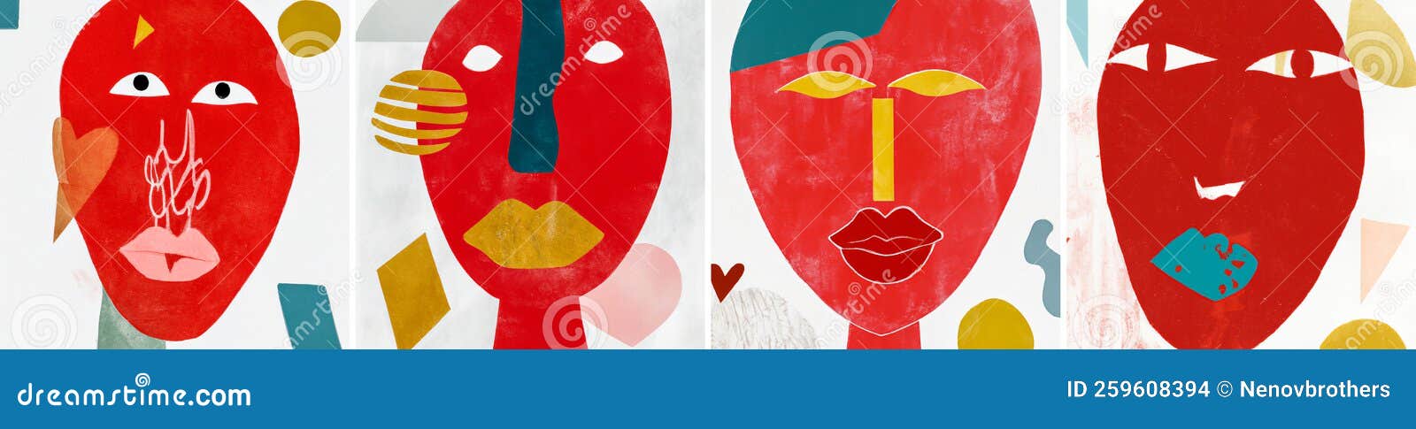 Series of Abstract Human Faces Stock Illustration - Illustration of ...