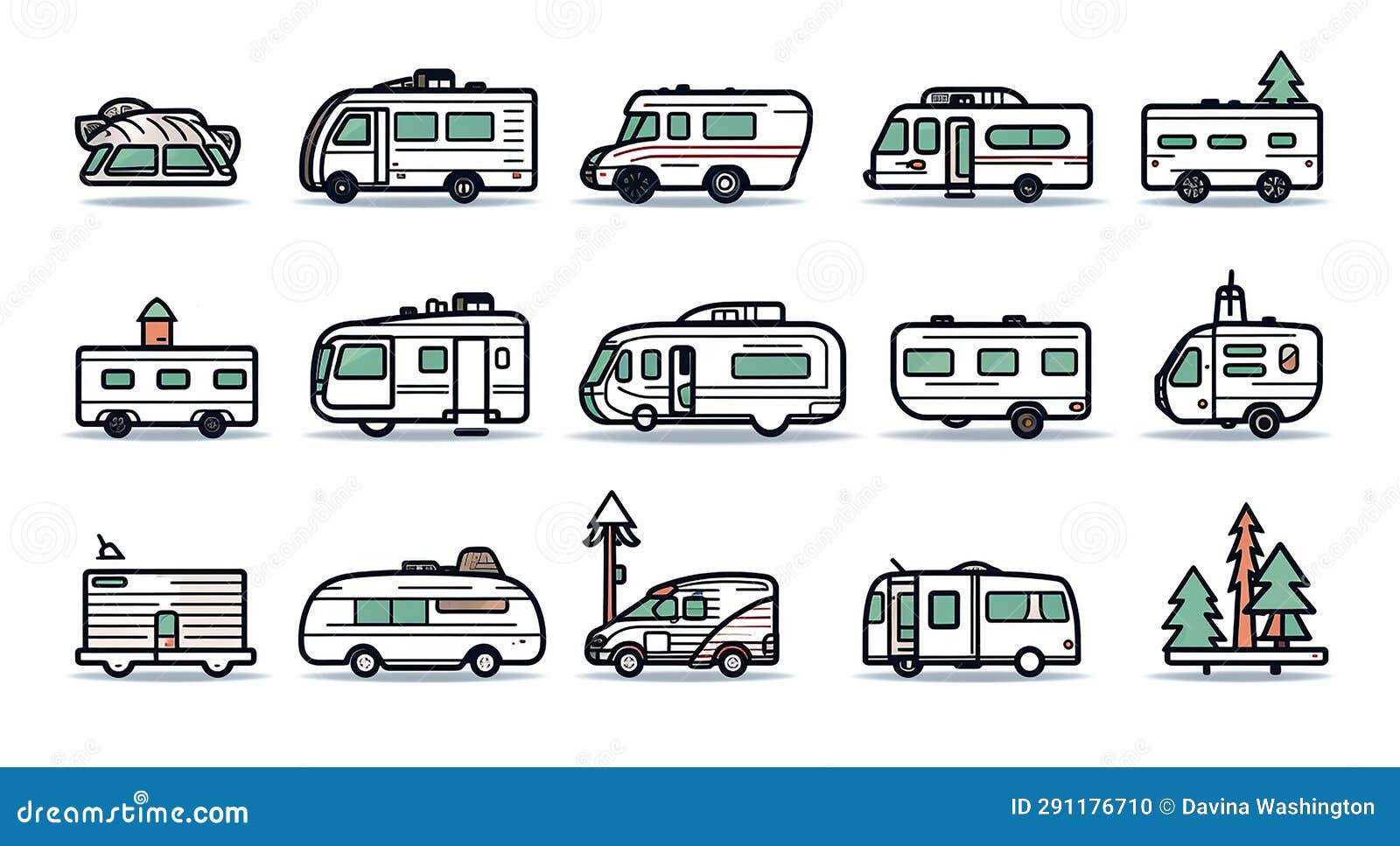 AI Generated RV Icons stock illustration. Illustration of camper ...