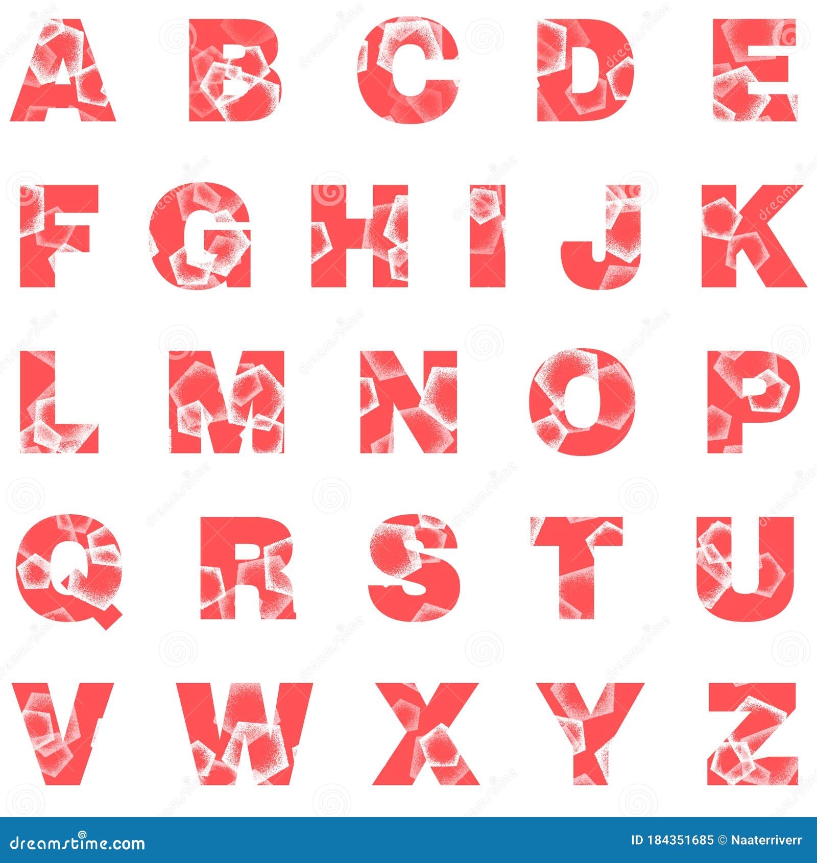 Series of Alphabets: Red with White Highlights in the Form of Hexagons ...