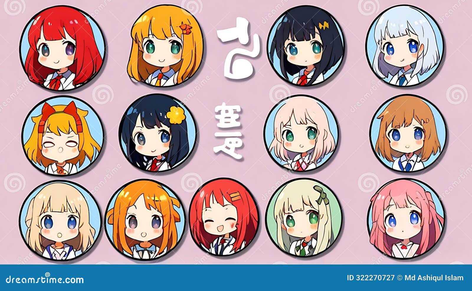 A Series of Anime Faces with the Words Anime on Them Stock Illustration ...