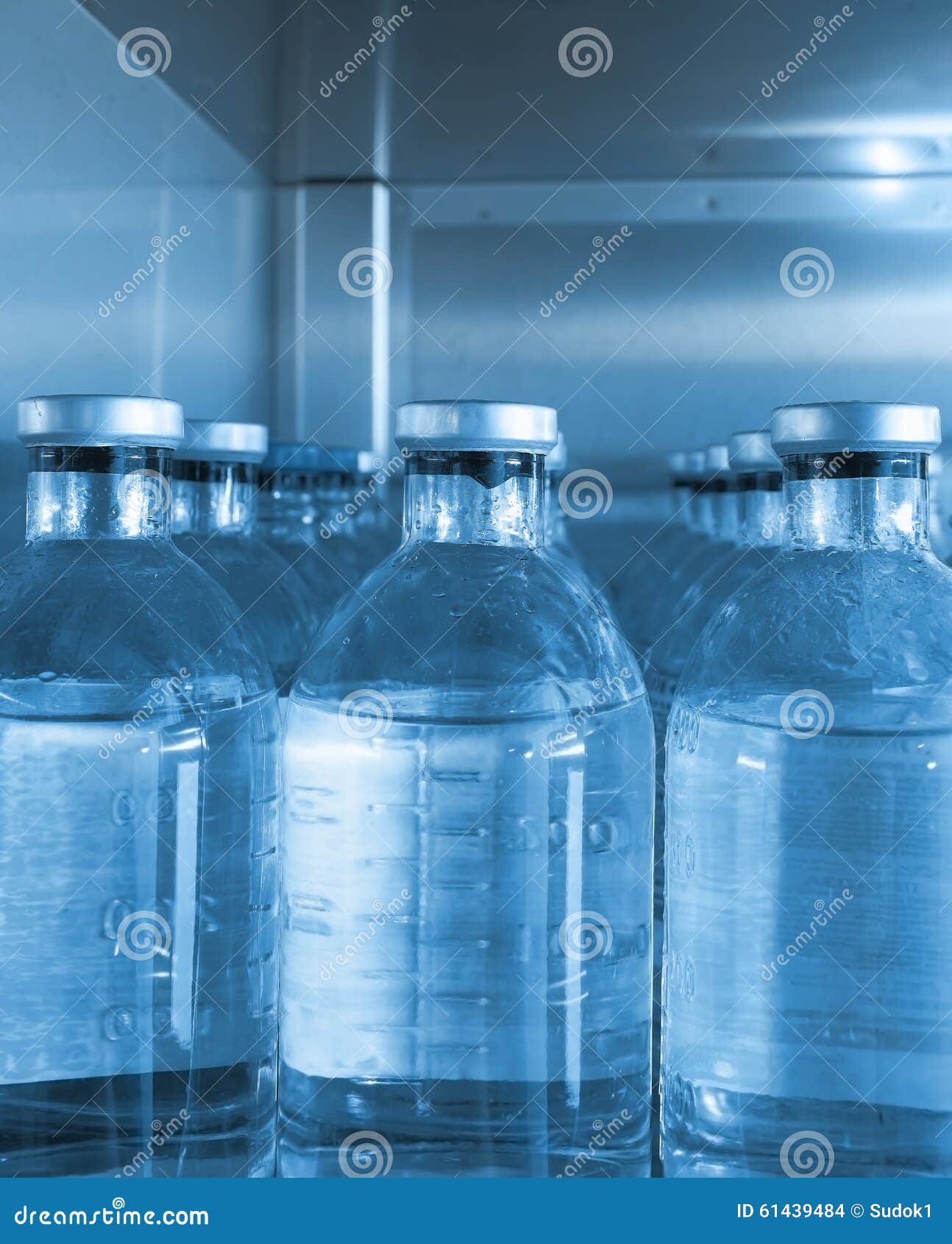Series of Bottles with a Solution in the Repository Stock Photo - Image ...