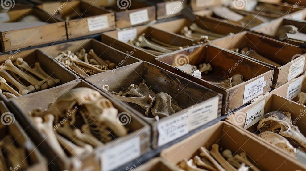 A Series of Boxes Filled with Various Types of Bones and Skeletal ...