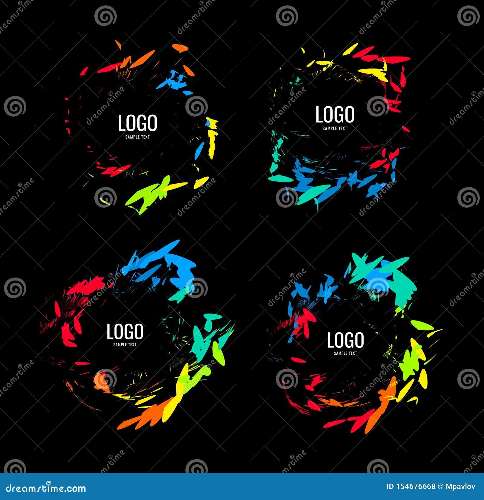 Circular Logos. Triangular Shapes Arranged In A Circle. Cartoon Vector ...