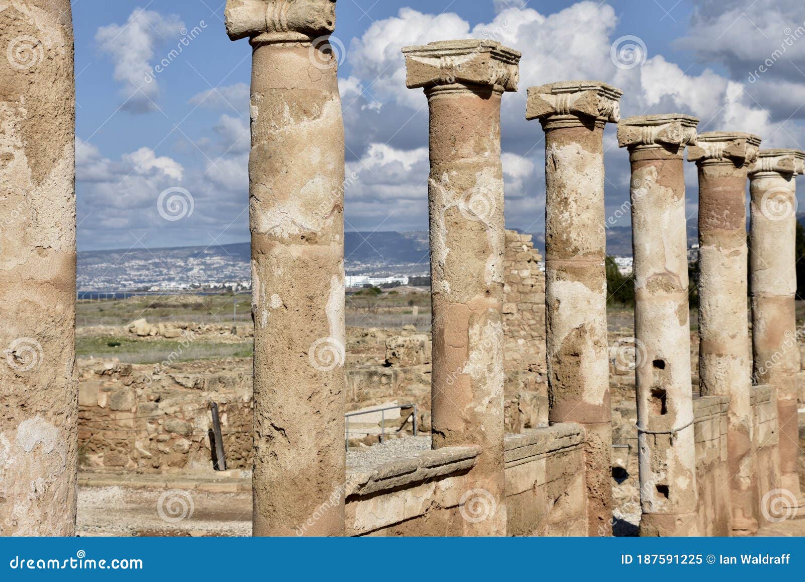 Ancient Ionic Colonnade, Paphos Archaeological Site Stock Image - Image ...