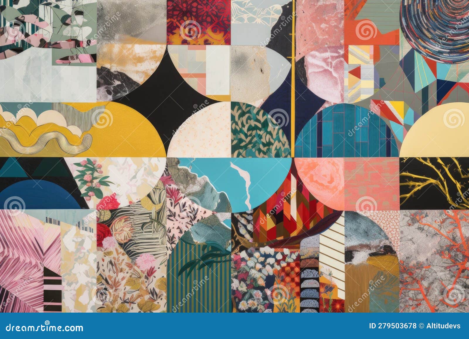 A Series of Collages Each Featuring a Different Pattern Stock ...