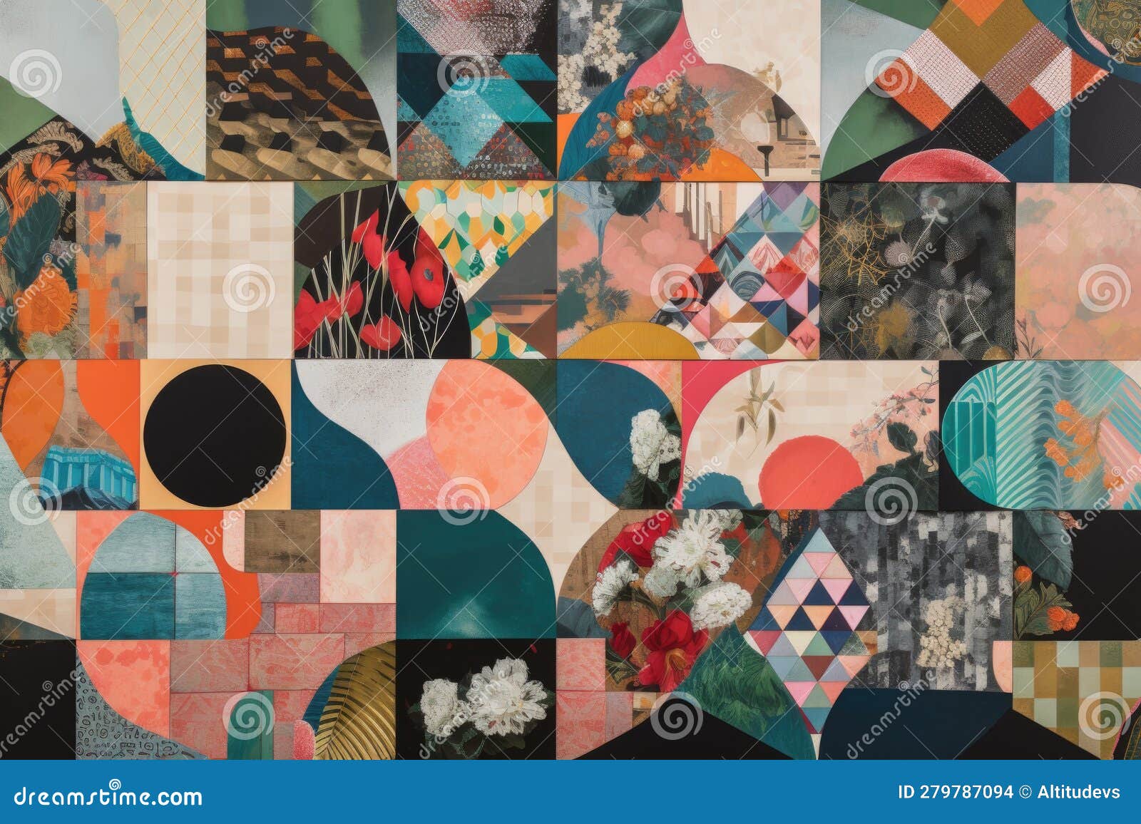 A Series of Collages Each Featuring a Different Pattern Stock ...