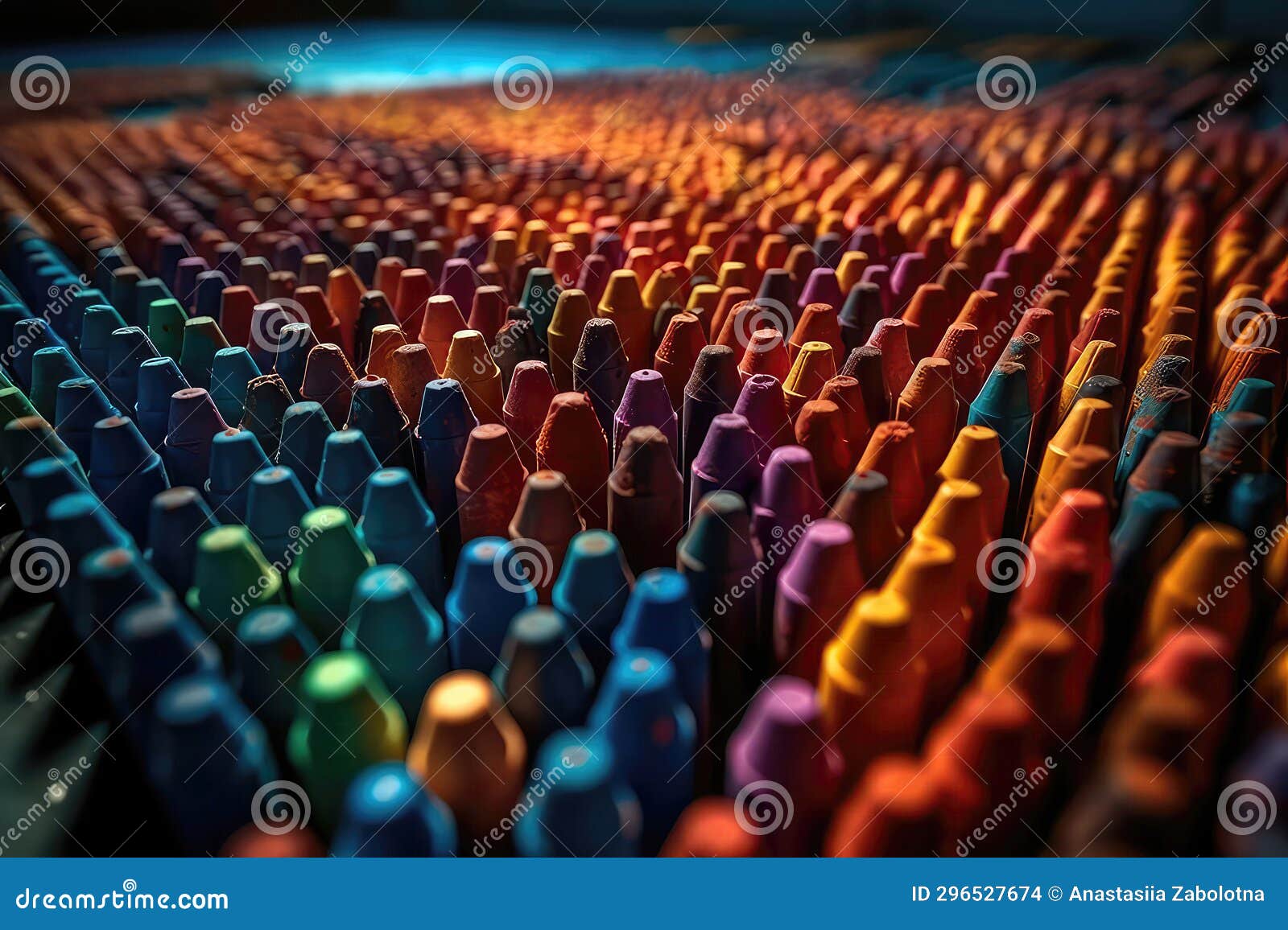 Series of Colored Crayons are Lined Up on Ground. Generative AI Stock ...