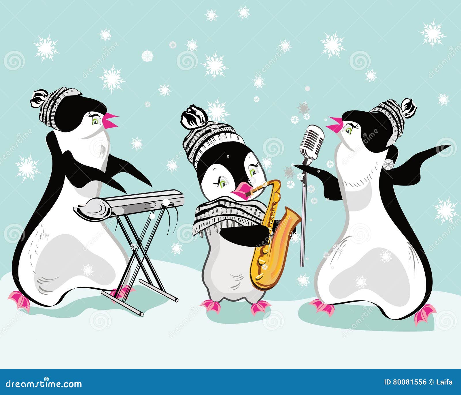 Series of Cute Penguins Playing Musical Instruments. Stock Vector ...