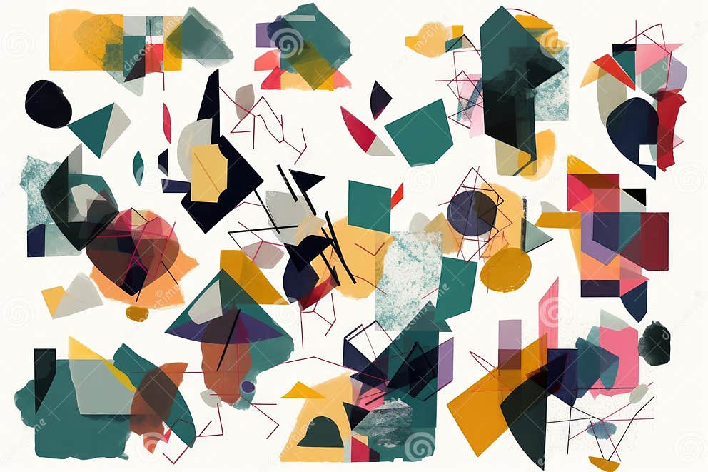 A Series of Deconstructed and Fragmented Shapes, Each with a Different ...