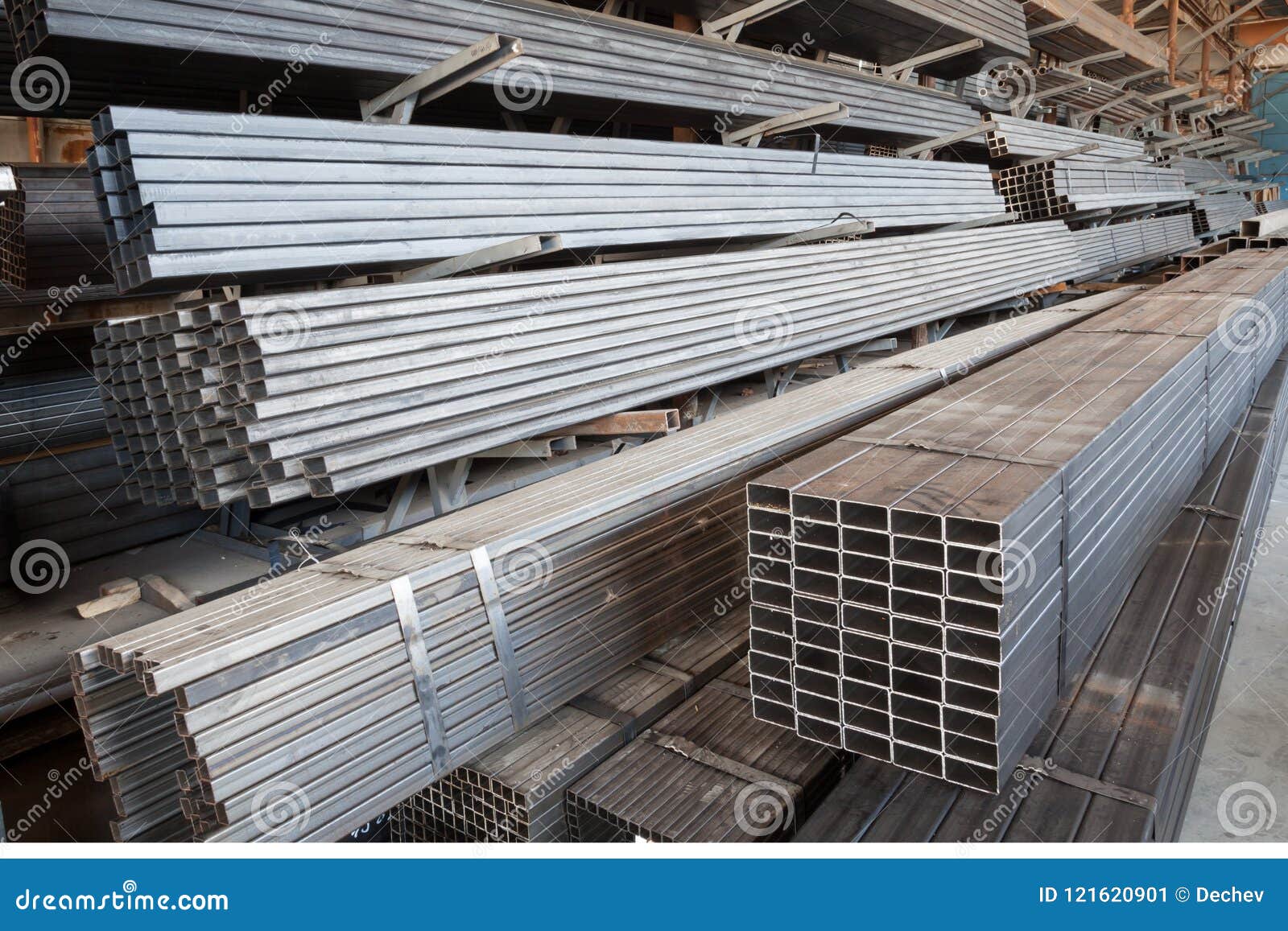 Series of Different Sizes Metal Profile in Warehouse Stock Image ...
